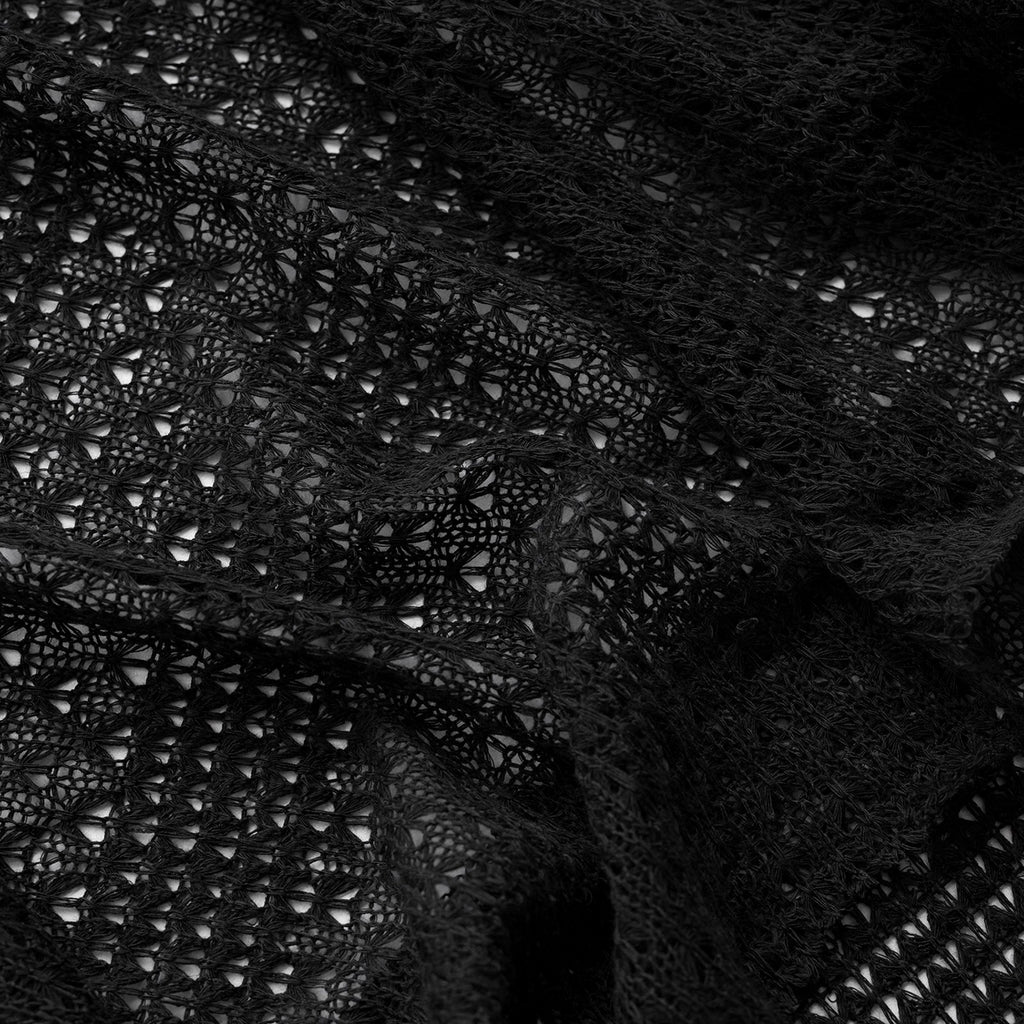 Korean Fashion Designer Solid Black Stretch Open Weave Polyester ...